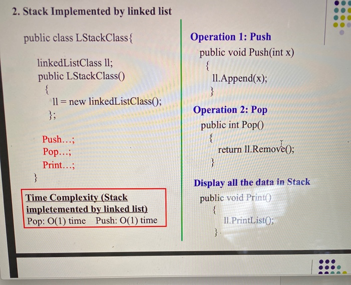 1. Implement a stack of integer using an unsorted | Chegg.com