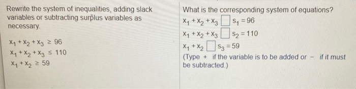 Solved Rewrite the system of inequalities, adding slack | Chegg.com