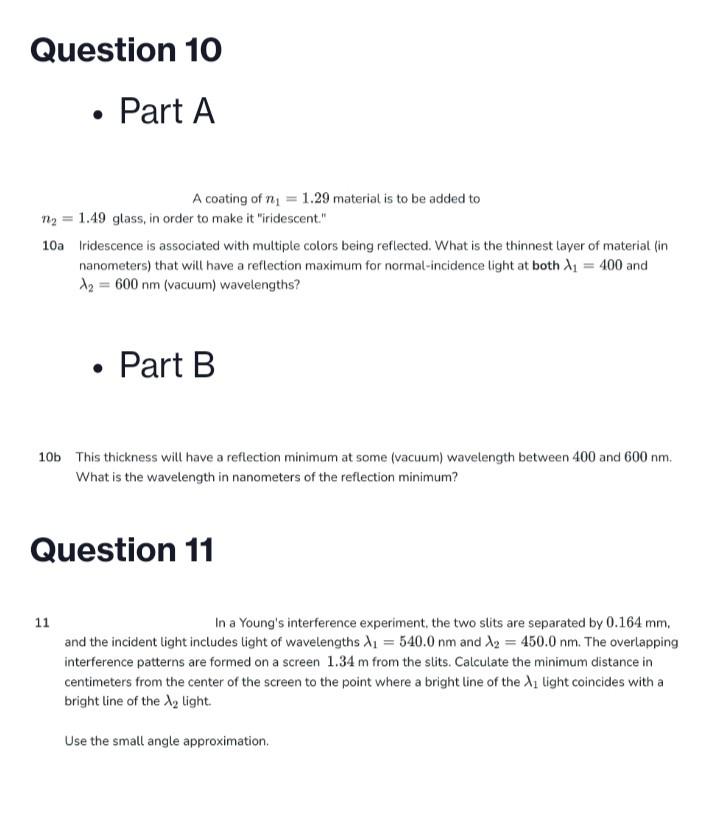 Solved A coating of n1=1.29 material is to be added to | Chegg.com