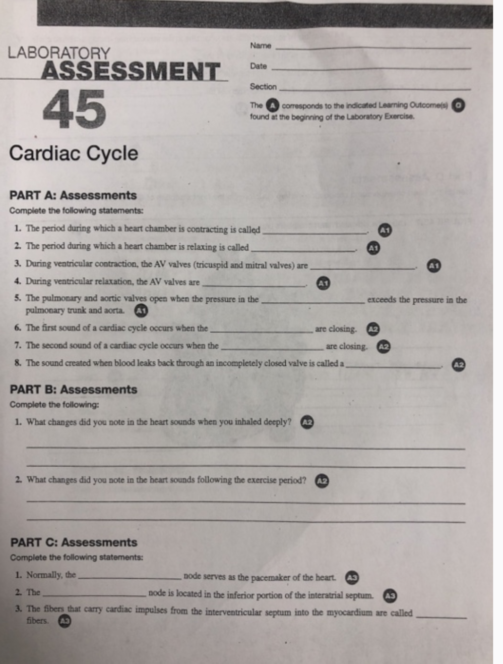 Solved The A corresponds to the indicated Learning | Chegg.com