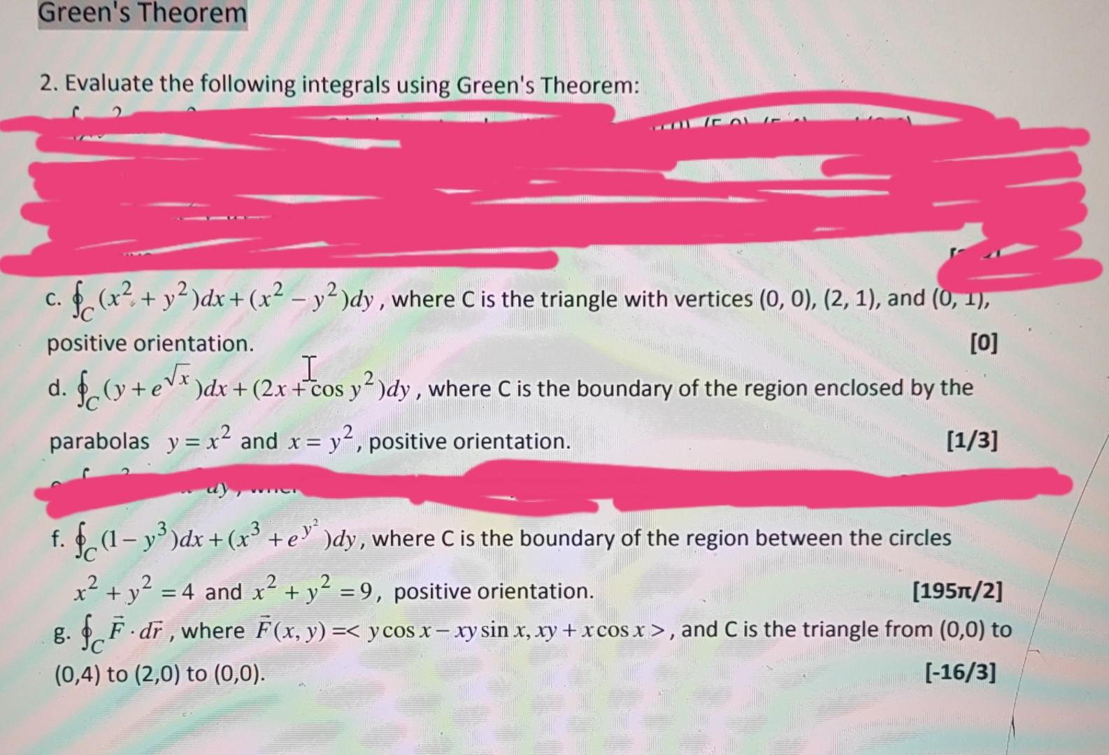 Solved urgent/Calculus III/ Greens theorem hello please I | Chegg.com