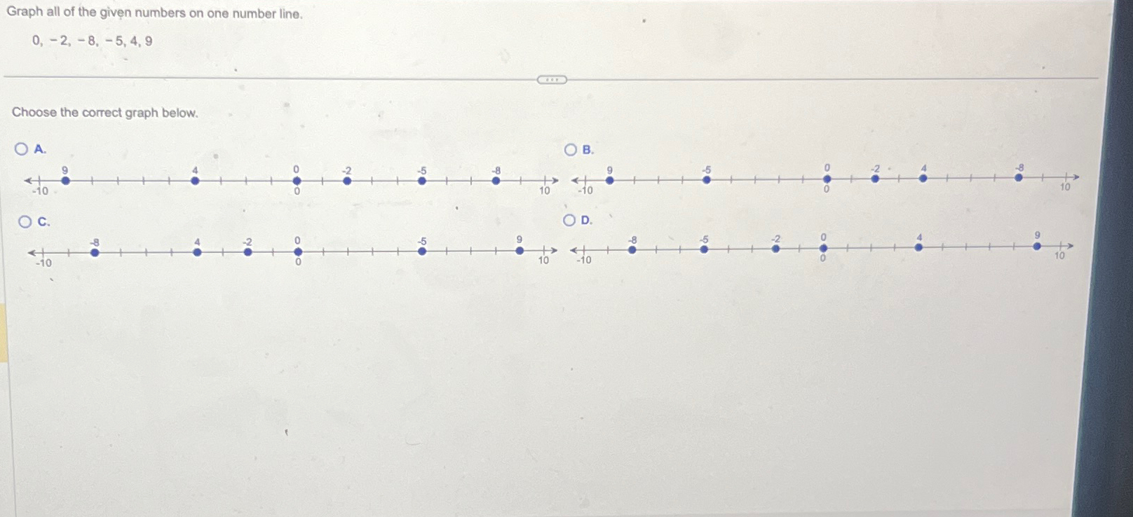 Solved Graph all of the given numbers on one number | Chegg.com
