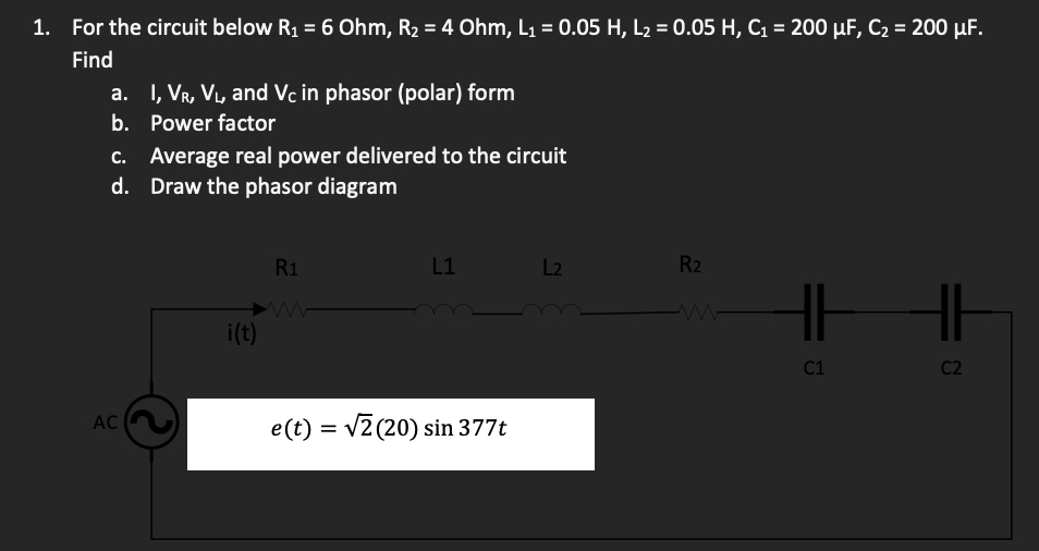 Solved For the circuit below | Chegg.com