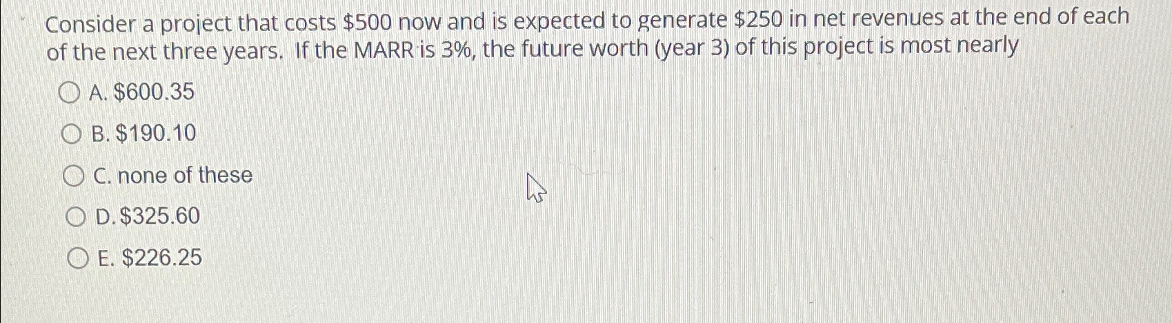 Solved Consider a project that costs $500 ﻿now and is | Chegg.com