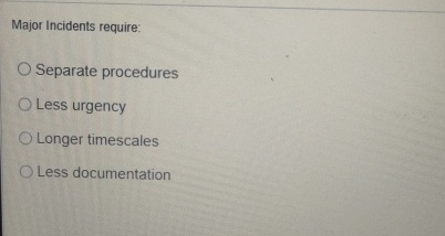 Solved Major Incidents require:Separate proceduresLess | Chegg.com