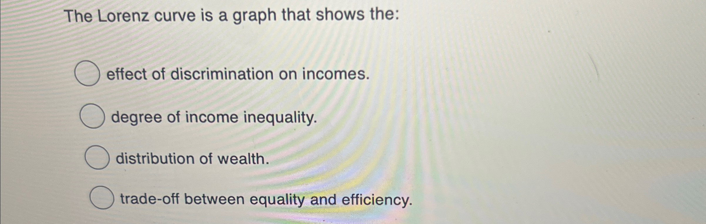 Solved The Lorenz curve is a graph that shows the:effect of | Chegg.com