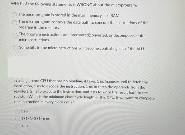 Solved Which of the following statements is WRONG about the | Chegg.com