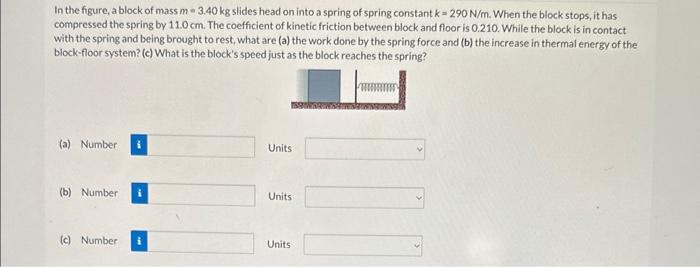 Solved In the figure, a block of mass m=3.40 kg slides head | Chegg.com