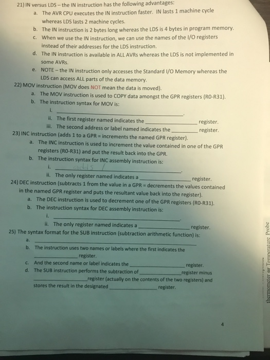 Solved 21) IN versus LDS - the IN instruction has the | Chegg.com