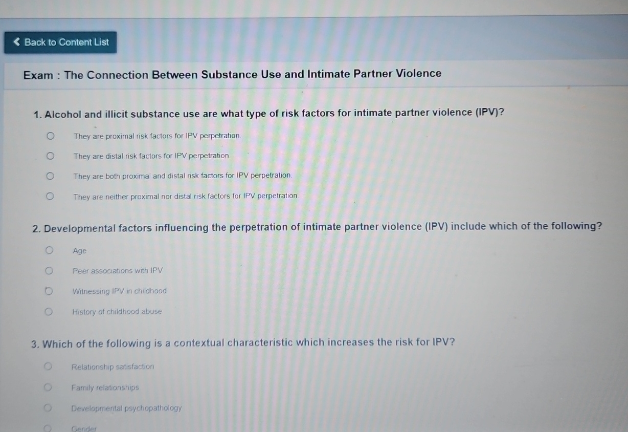 Solved Exam : The Connection Between Substance Use and | Chegg.com