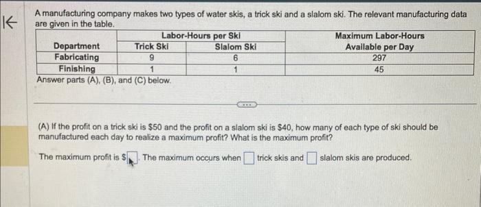 Solved A manufacturing company makes two types of water | Chegg.com