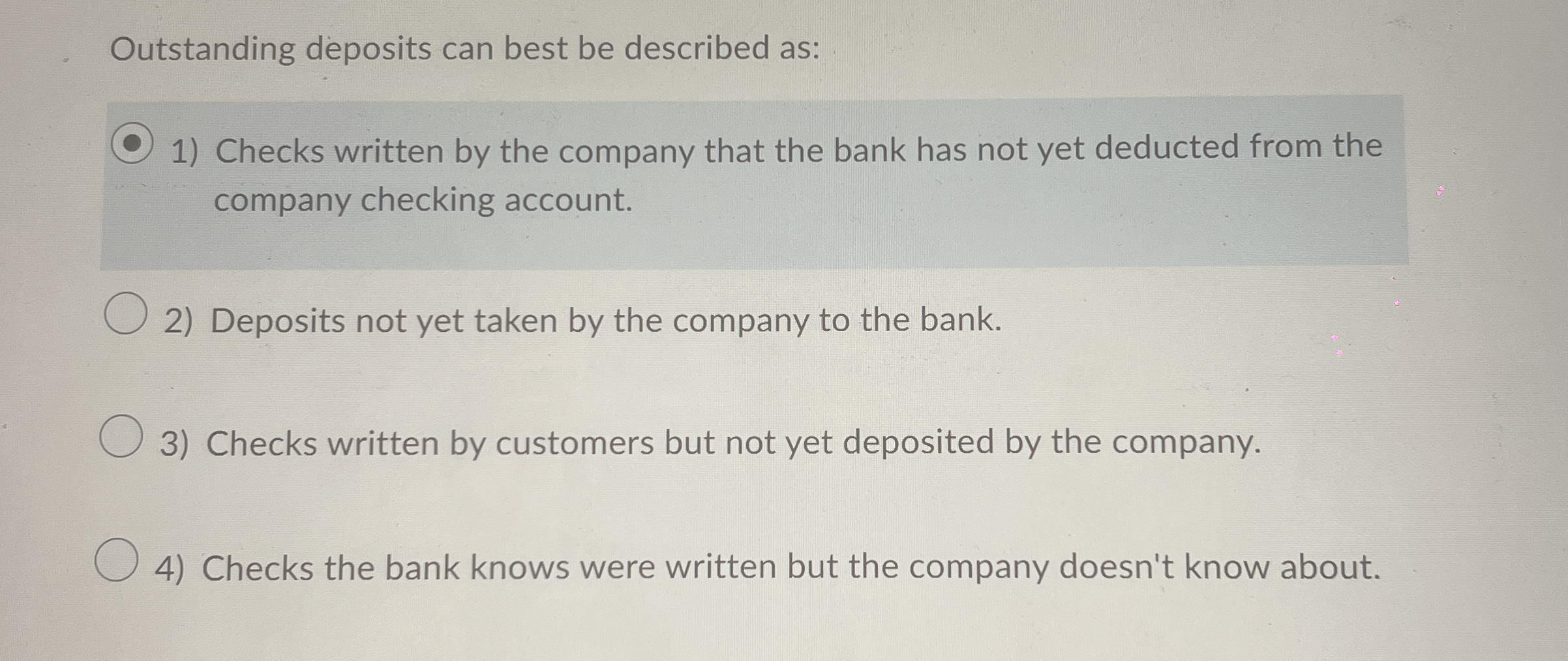 Solved Outstanding deposits can best be described as:Checks | Chegg.com