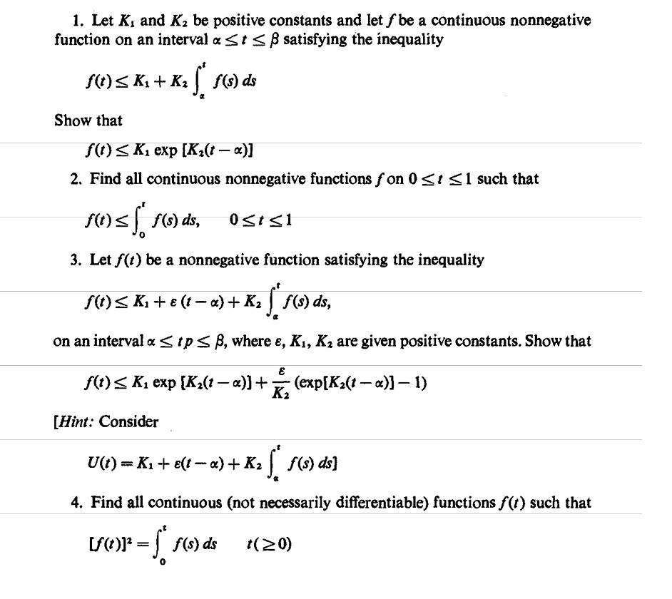 Solved 1 Let K And K Be Positive Constants And Let F Be A