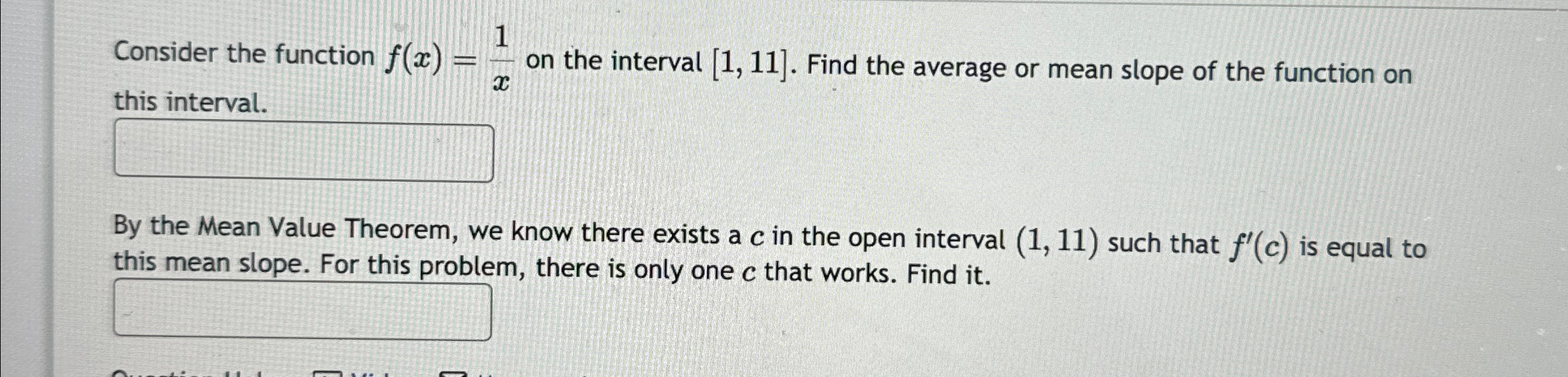 Solved Consider the function f(x)=1x ﻿on the interval 1,11. | Chegg.com