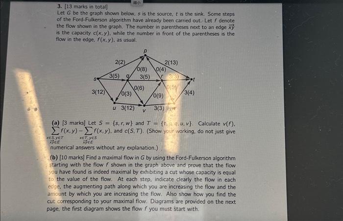 Solved 3. [13 marks in total] Let G be the graph shown | Chegg.com