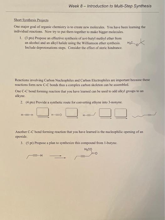 Solved Week 8 - Introduction to Multi-Step Synthesis Short | Chegg.com