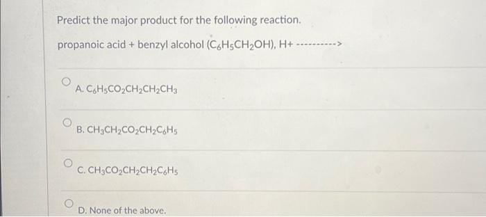 Solved Predict the major product for the following reaction. | Chegg.com