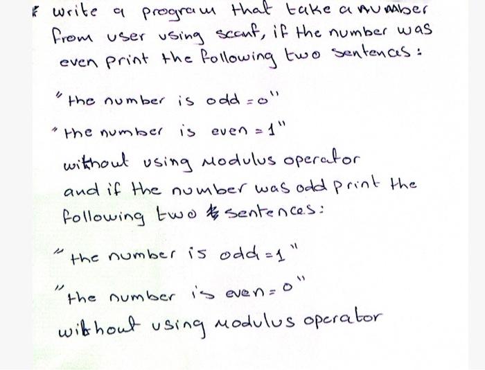 Solved write a program that take a number from user using | Chegg.com