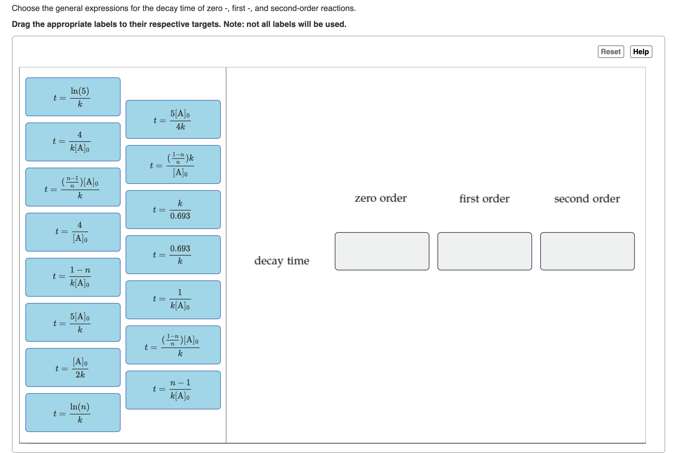 Solved Choose the general expressions for the decay time of | Chegg.com