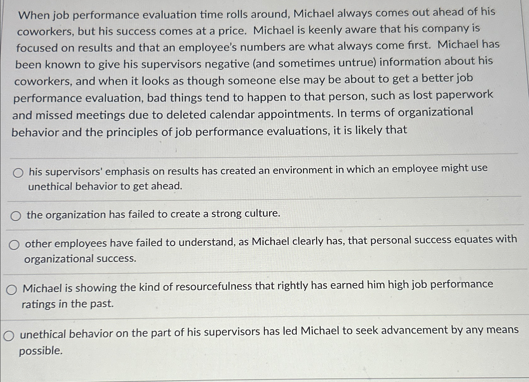 Solved When job performance evaluation time rolls around, | Chegg.com