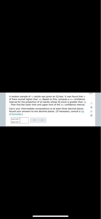 Solved A random sample of 13 adults was given an 1Q test. It | Chegg.com