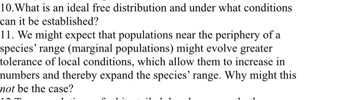 Solved 10. What is an ideal free distribution and under what | Chegg.com