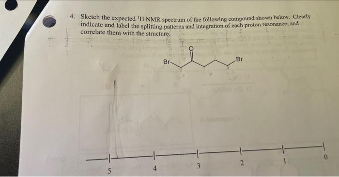 Solved 4. Sketch the expected 'H NMR spectrum of the | Chegg.com