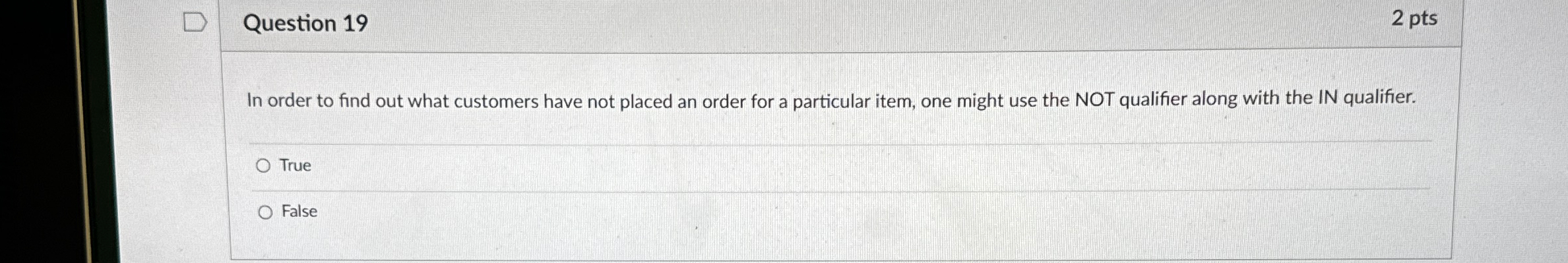 Solved Question 192 ﻿ptsIn order to find out what customers | Chegg.com