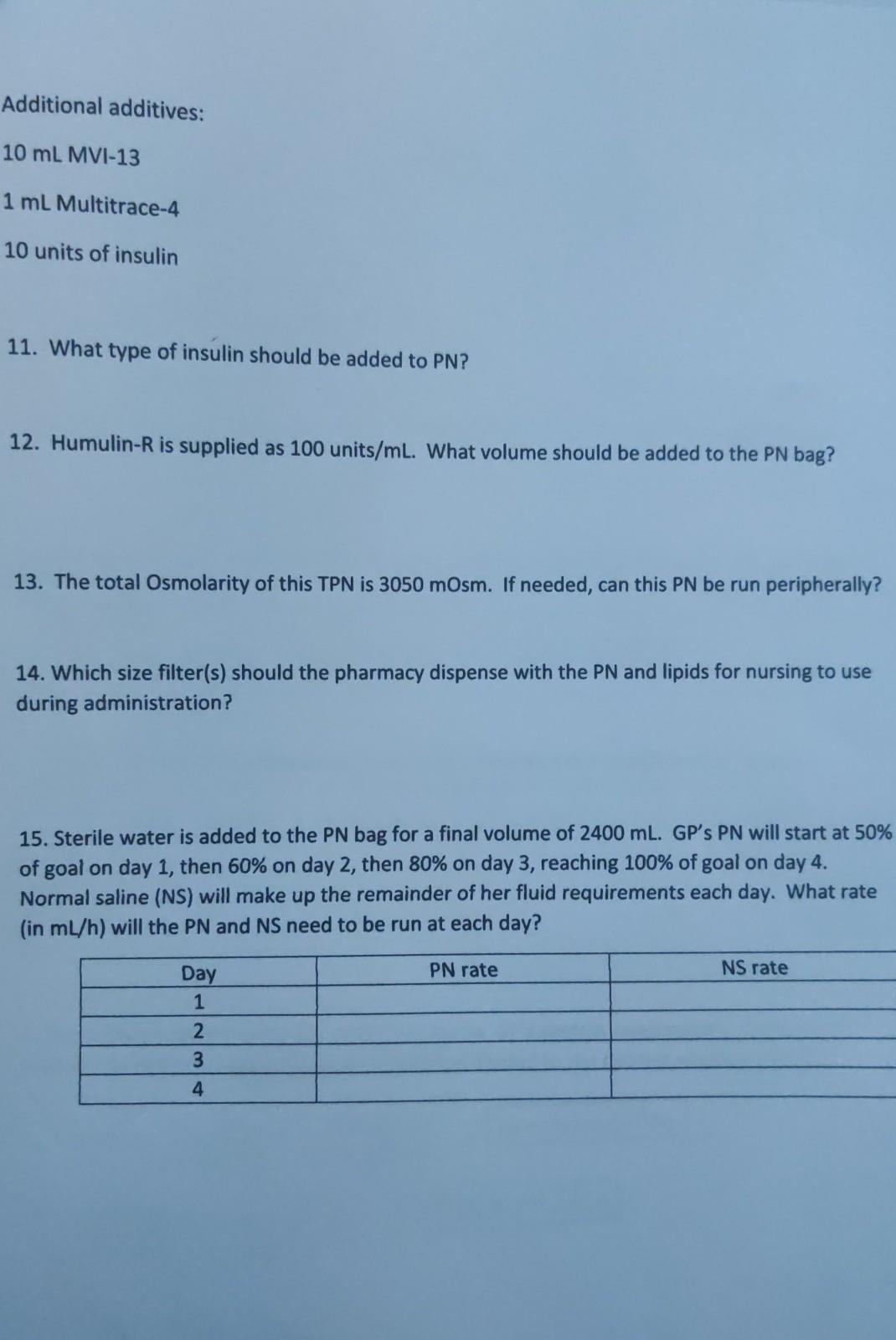 Additional additives: 10 mL MVI-13 1 ml Multitrace-4 | Chegg.com