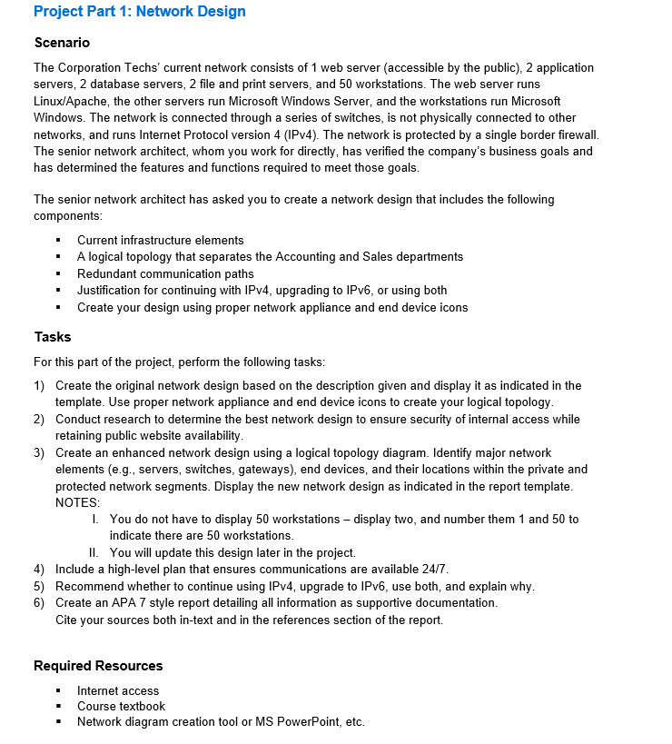 Solved 3) ﻿Create an enhanced network design using a logical | Chegg.com