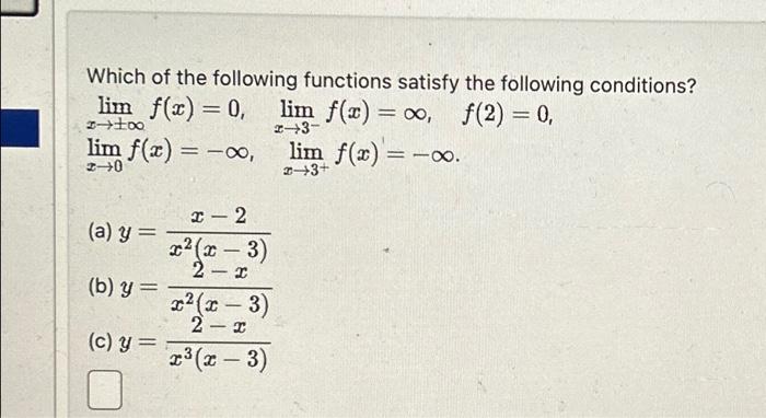 Solved Which of the following functions satisfy the | Chegg.com