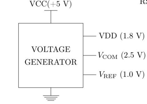 Solved VCC(+5 V) RA VDD (1.8 V) VOLTAGE GENERATOR Vcom (2.5 | Chegg.com