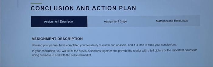 Solved CONCLUSION AND ACTION PLAN Assignment Steps Materials | Chegg.com
