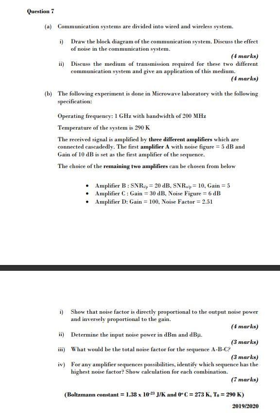 Solved (a) Communication systems are divided into wired and | Chegg.com