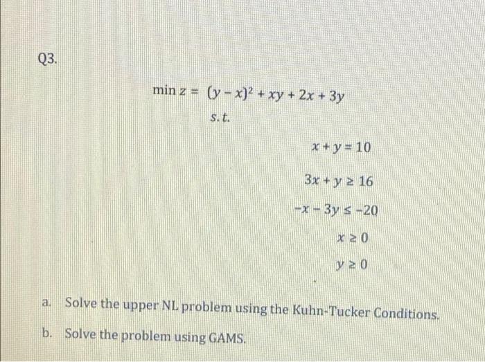 Solved minz=(y−x)2+xy+2x+3y s.t. | Chegg.com