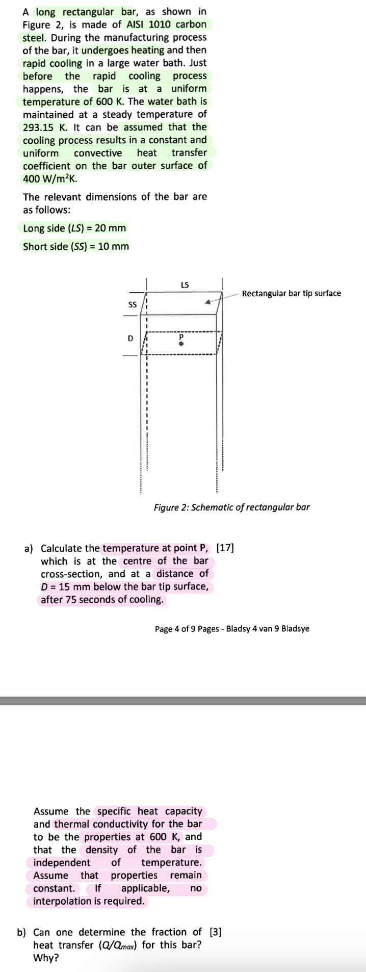 Solved A long rectangular bar, as shown inFigure 2, ﻿is made | Chegg.com
