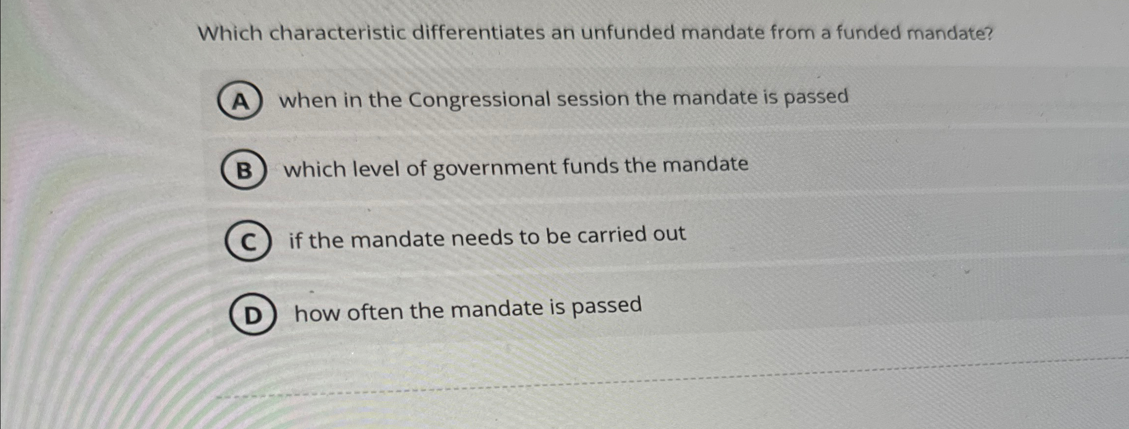 Solved Which characteristic differentiates an unfunded | Chegg.com