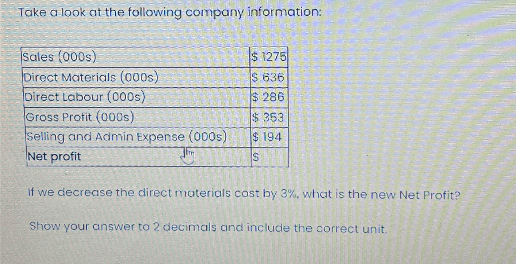 Solved Take a look at the following company | Chegg.com