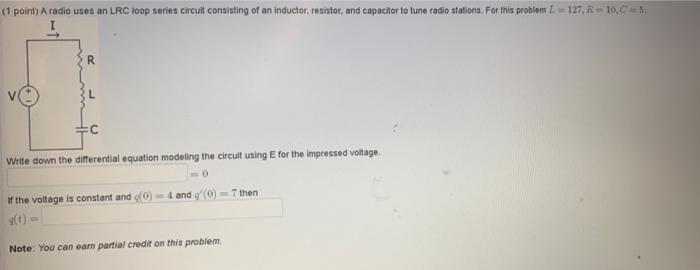 Solved point) A radio uses an LRC loop series circuit | Chegg.com