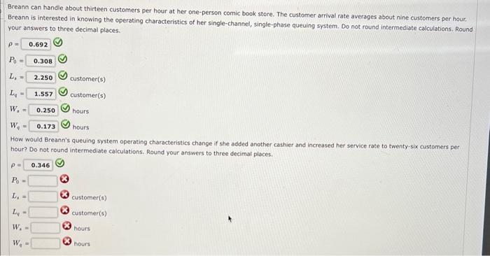 Solved Breann can handle about thirteen customers per hour | Chegg.com
