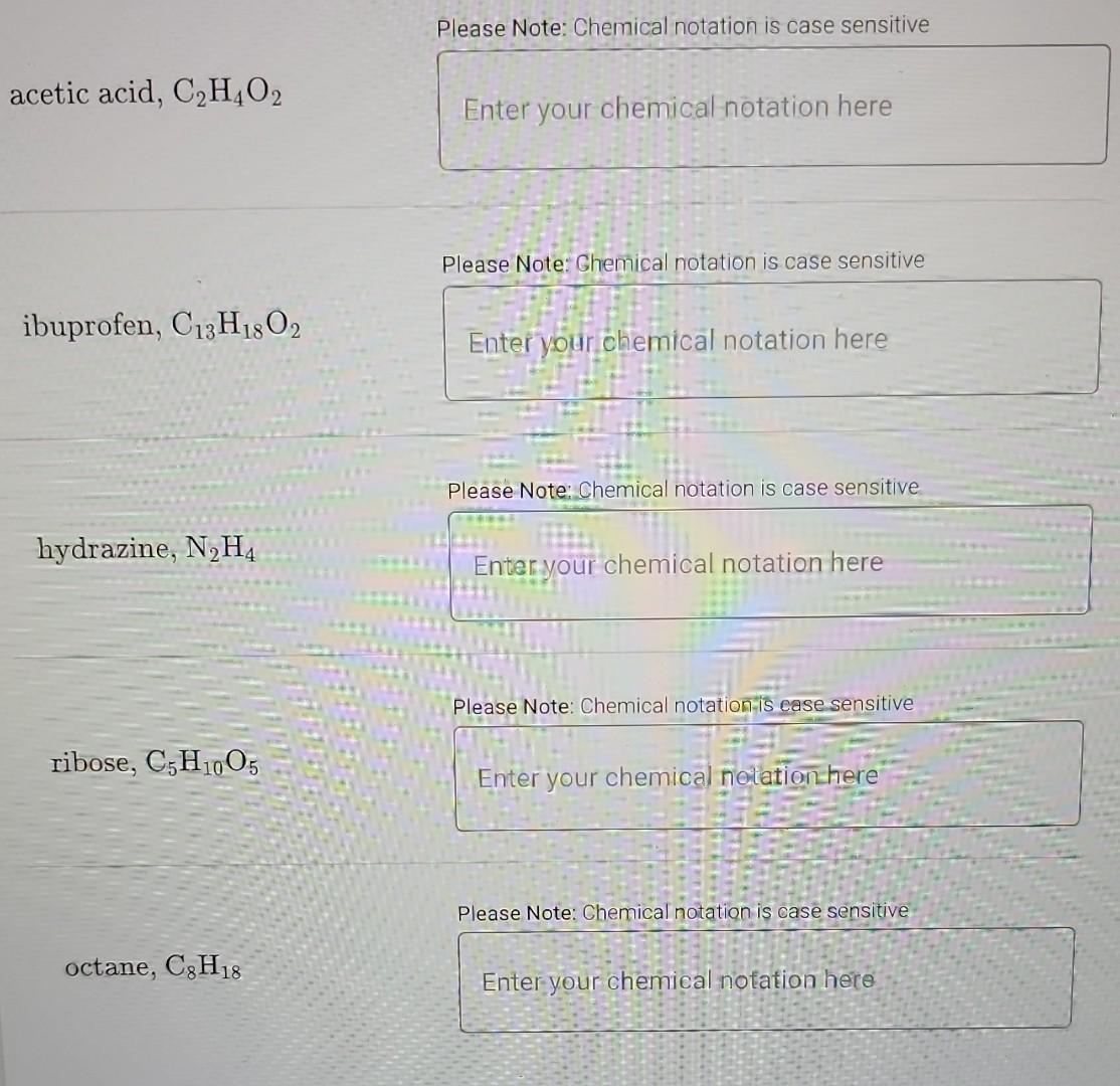 Solved Please Note: Chemical notation is case sensitive | Chegg.com