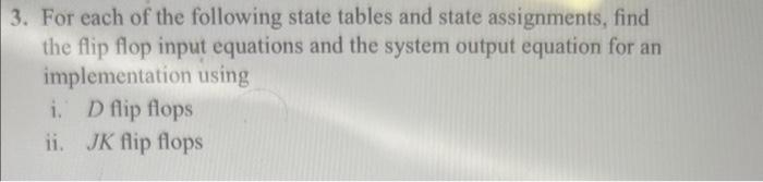 Solved 3. For each of the following state tables and state | Chegg.com