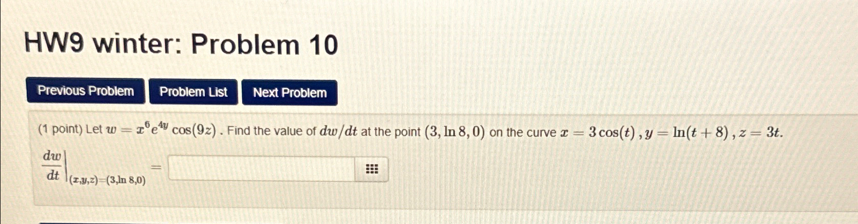Solved HW9 ﻿winter: Problem 10(1 ﻿point) ﻿Let | Chegg.com