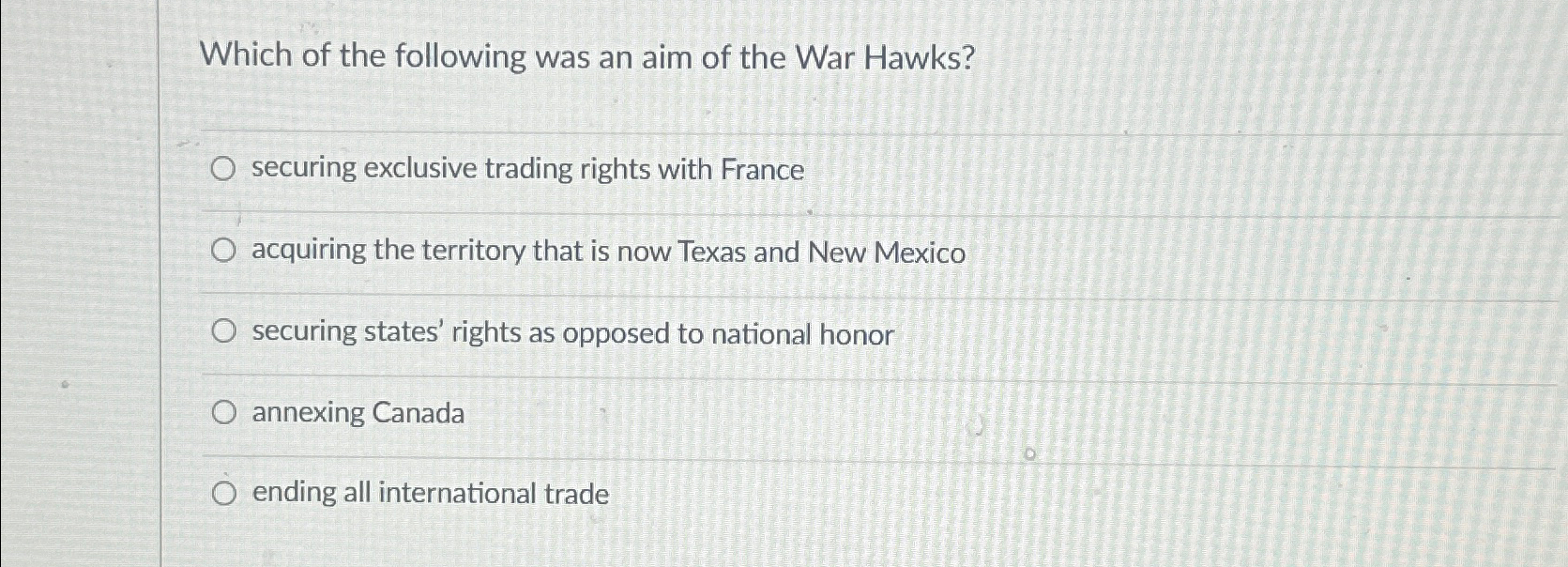 Solved Which of the following was an aim of the War | Chegg.com