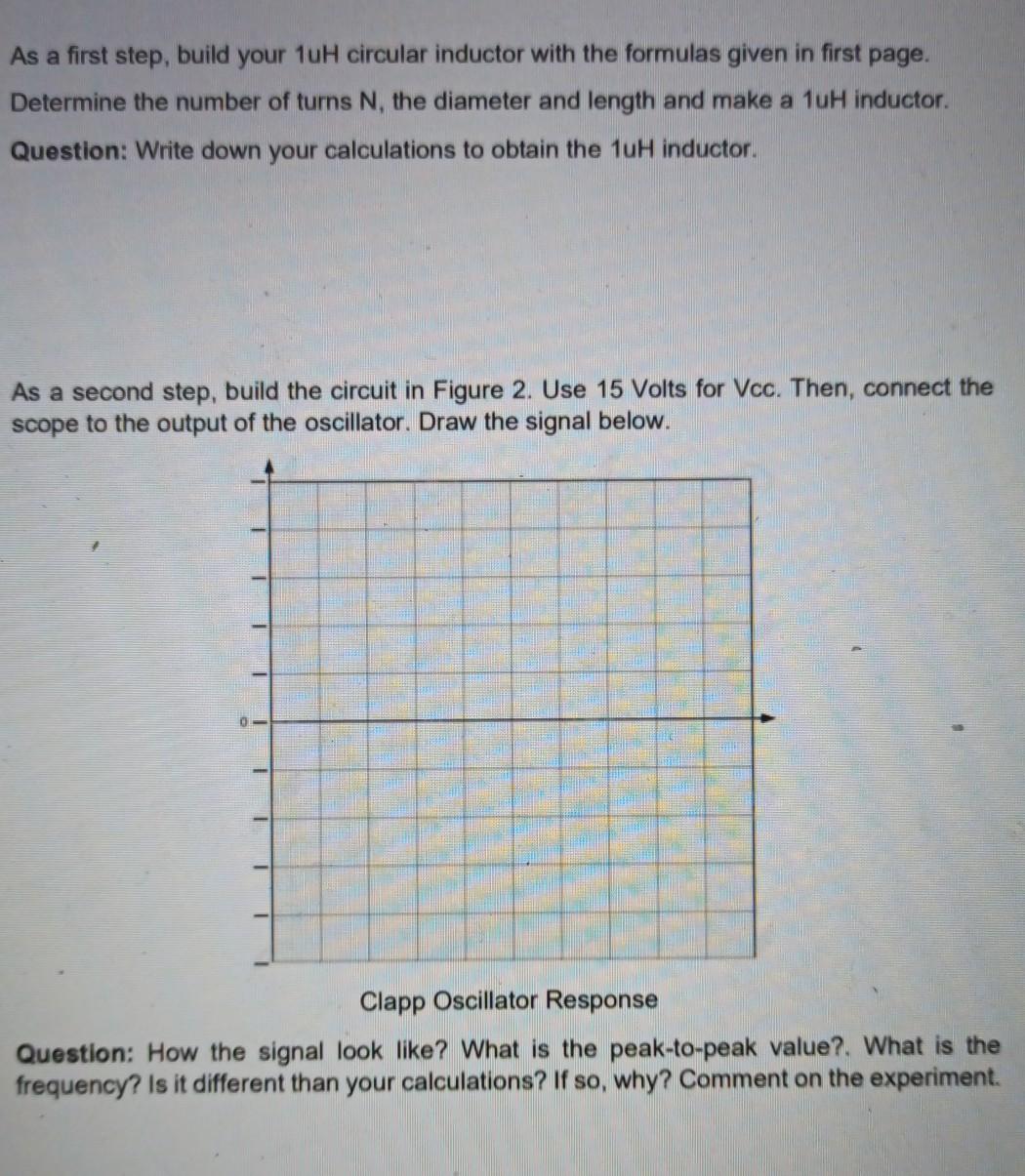 Oscillators Lab In this Lab, you will build LC type | Chegg.com