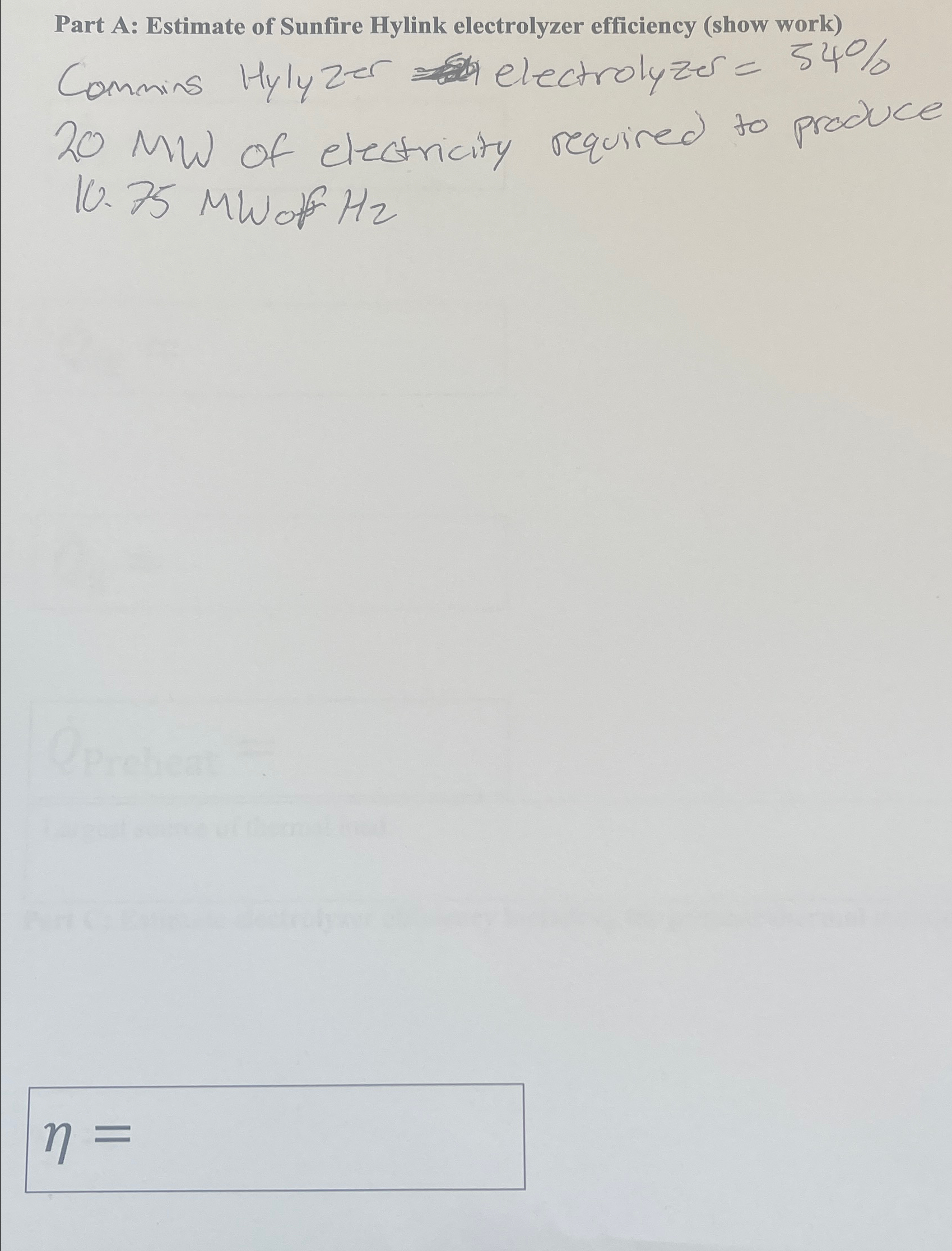 Solved Part A: Estimate of Sunfire Hylink electrolyzer | Chegg.com