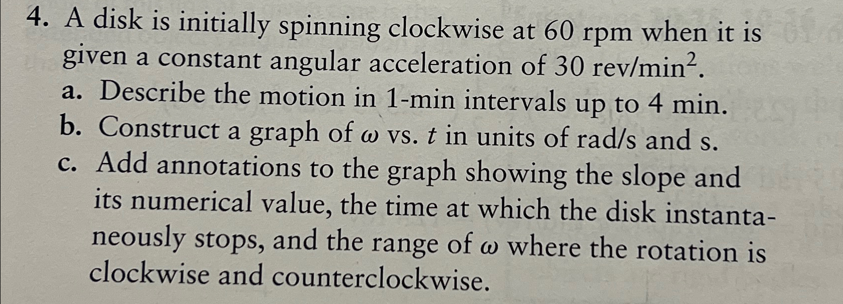 Solved A disk is initially spinning clockwise at 60rpm ﻿when | Chegg.com