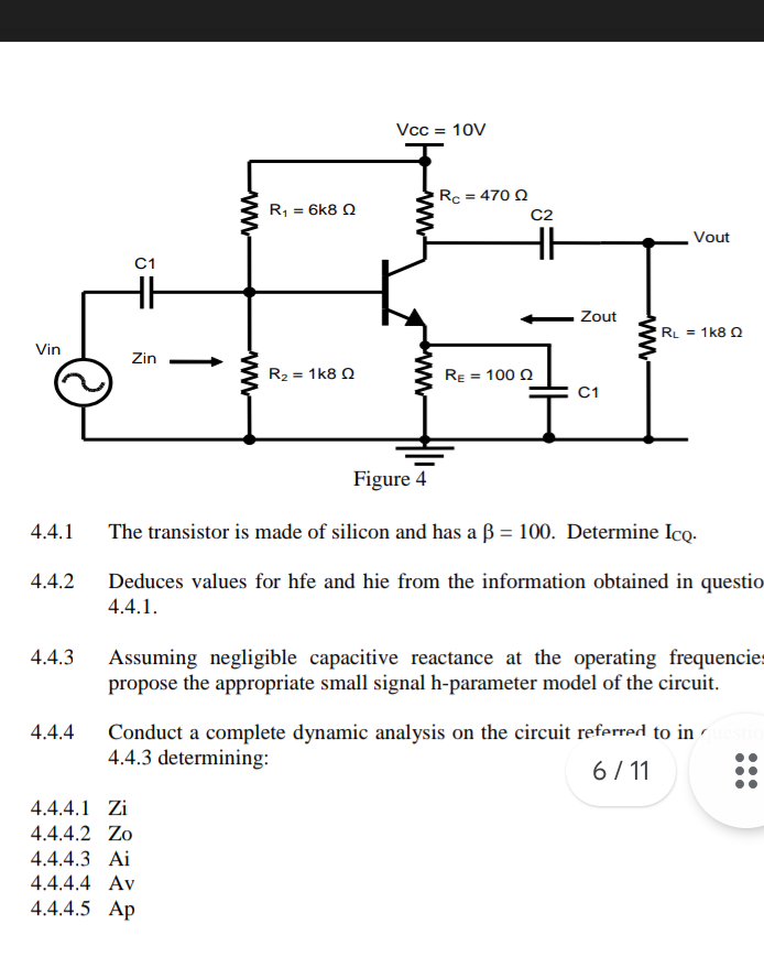 4.4.1 The transistor is made of silicon and has a | Chegg.com