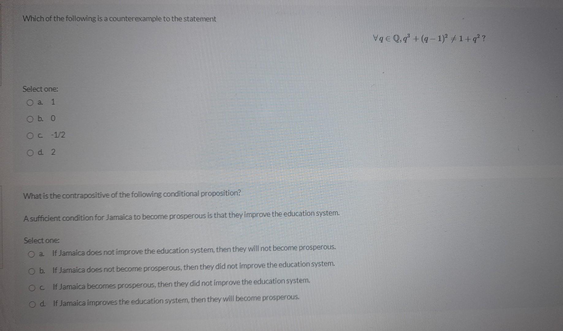 Solved Which of the following is a counterexample to the | Chegg.com