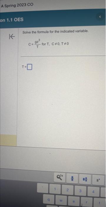 Solved Solve the formula for the indicated variable. C=Tgz3 | Chegg.com